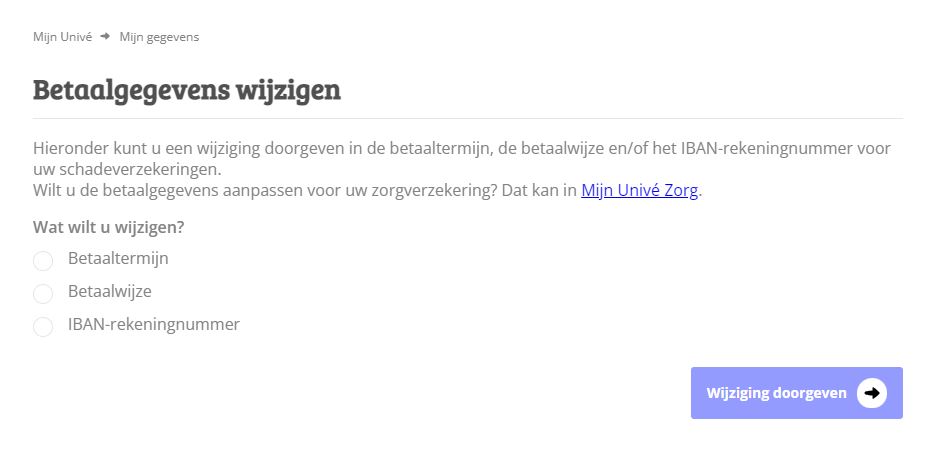 Rekeningnummer wijzigen - Univé